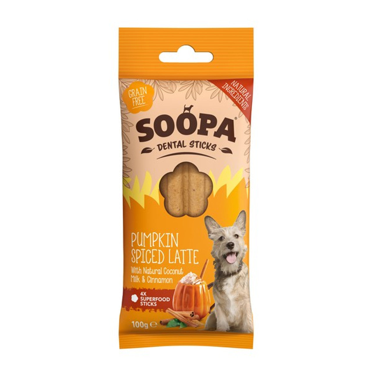 Soopa Pumpkin Spiced Latte Sticks 100g – World of Pets